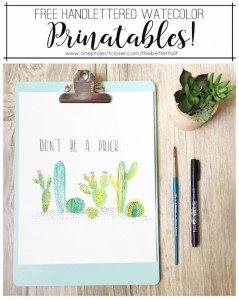 Free Watercolor Cactus Printable - One Project Closer