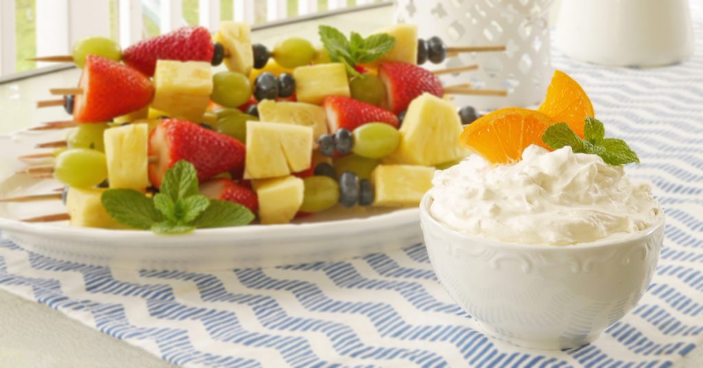 Fruit Kabobs with Orange Creamsicle Fruit Dip