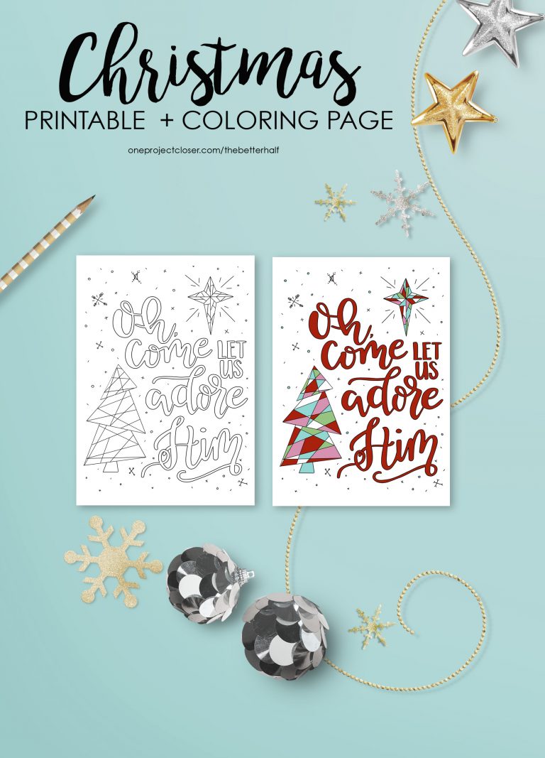 Free Christmas Coloring Page + Art Printable: Oh, Come Let Us Adore Him