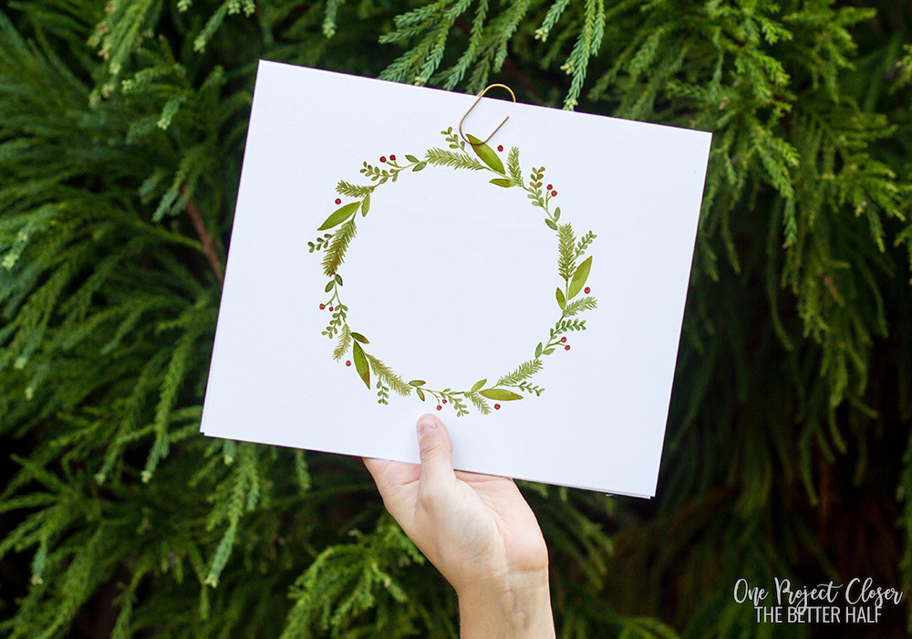 Christmas Watercolor Wreath Printable